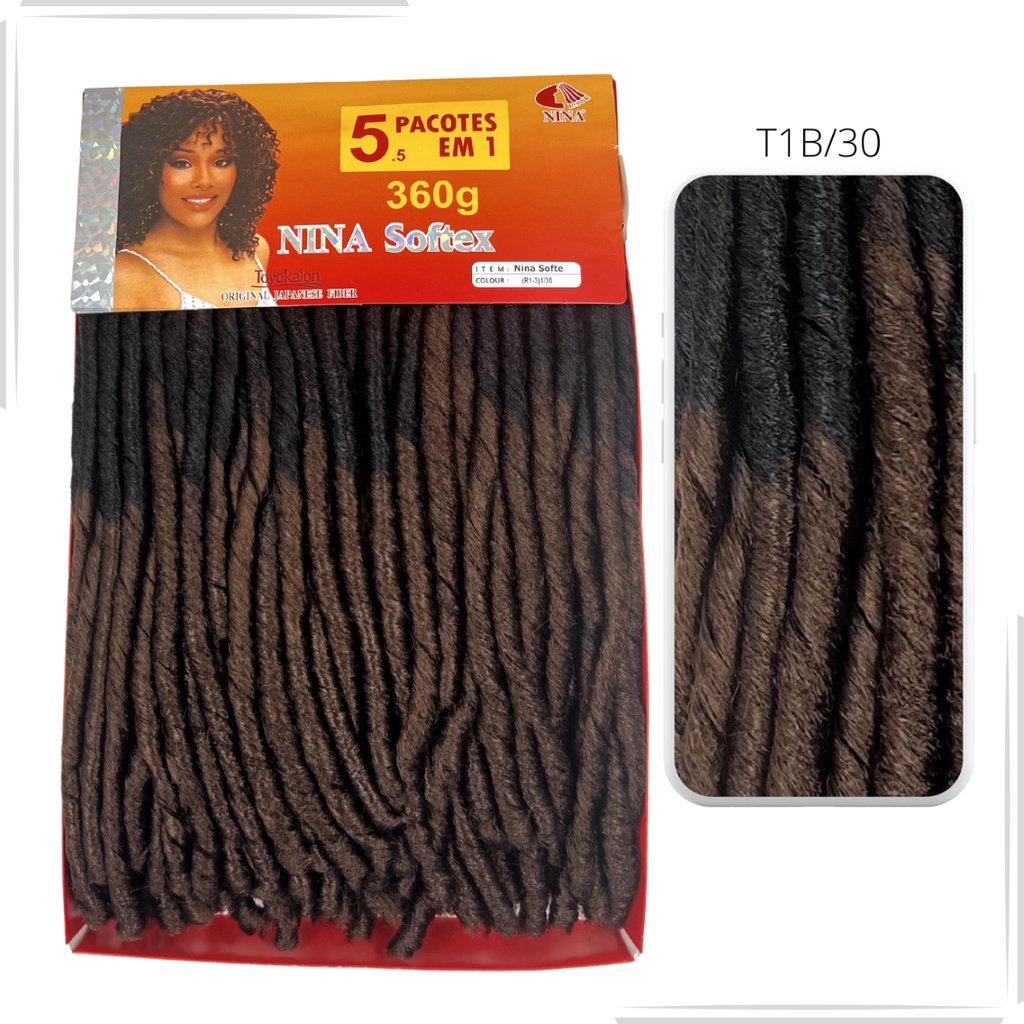Cabelo sintético nina softex original 360 gr pacotão 5 em 1 wig crochet ...