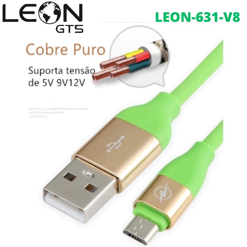 Cabo entrada V8 USB - Resistente Premium -1,2 Metros - LEON GTS ...