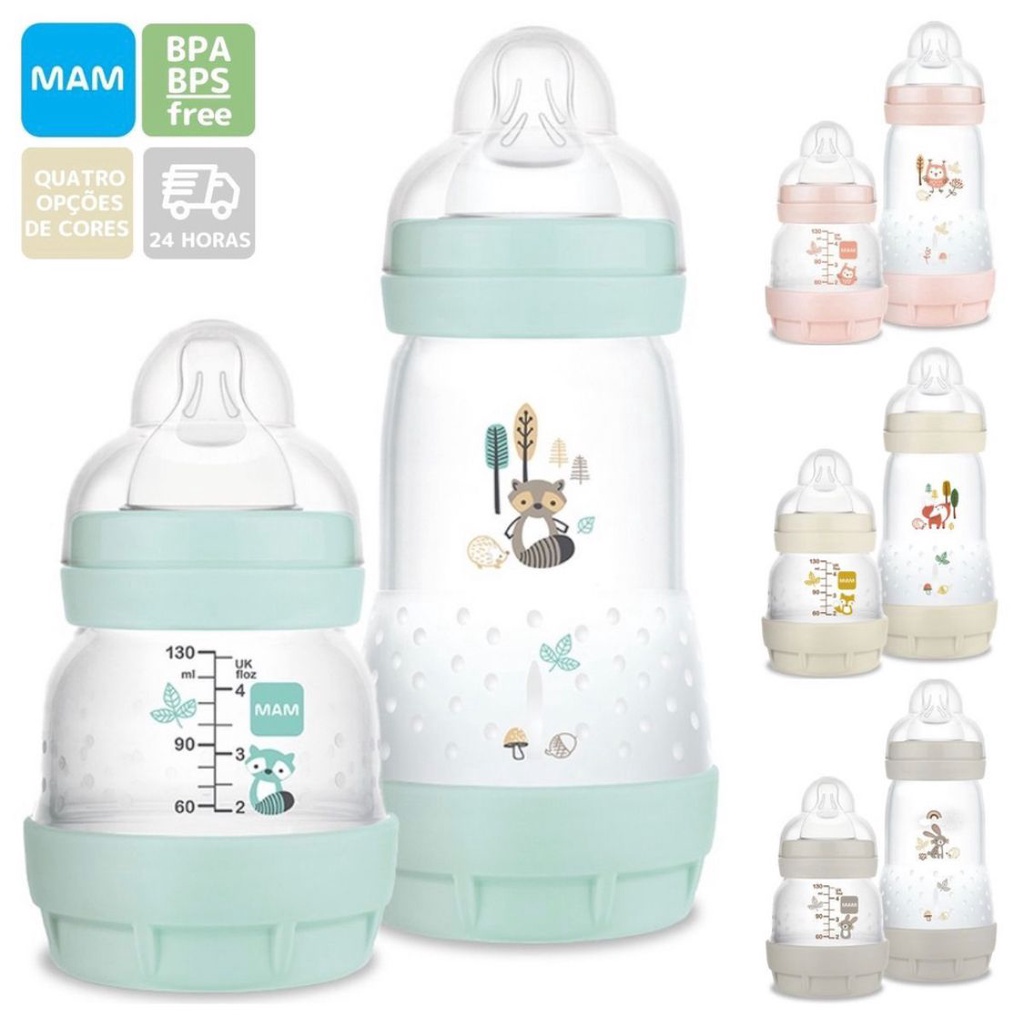 Kit Mamadeira Mam Easy Start Anticólica Starter Set 130ml e 260ml | Shopee Brasil