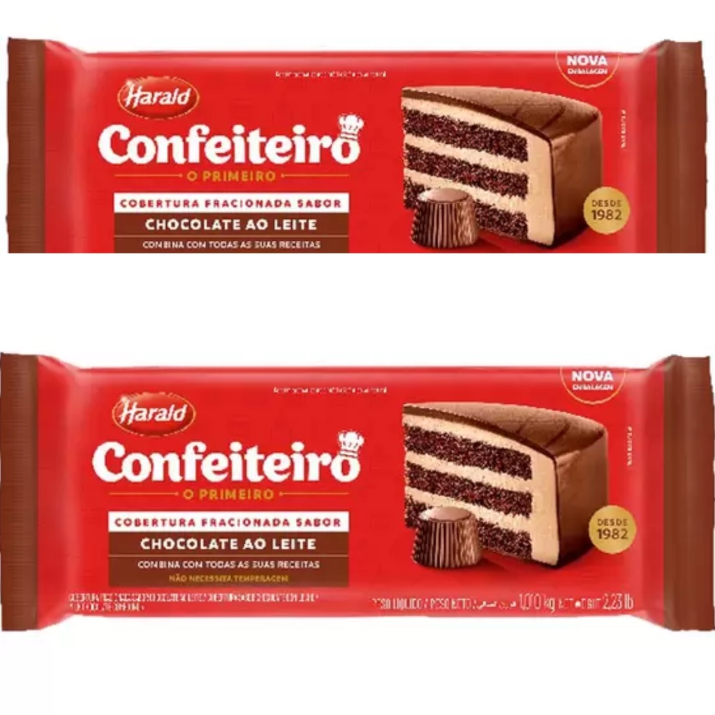 Kit 2 Barras de Chocolate Top Harald ao Leite Profissional 1.010kg cada ...