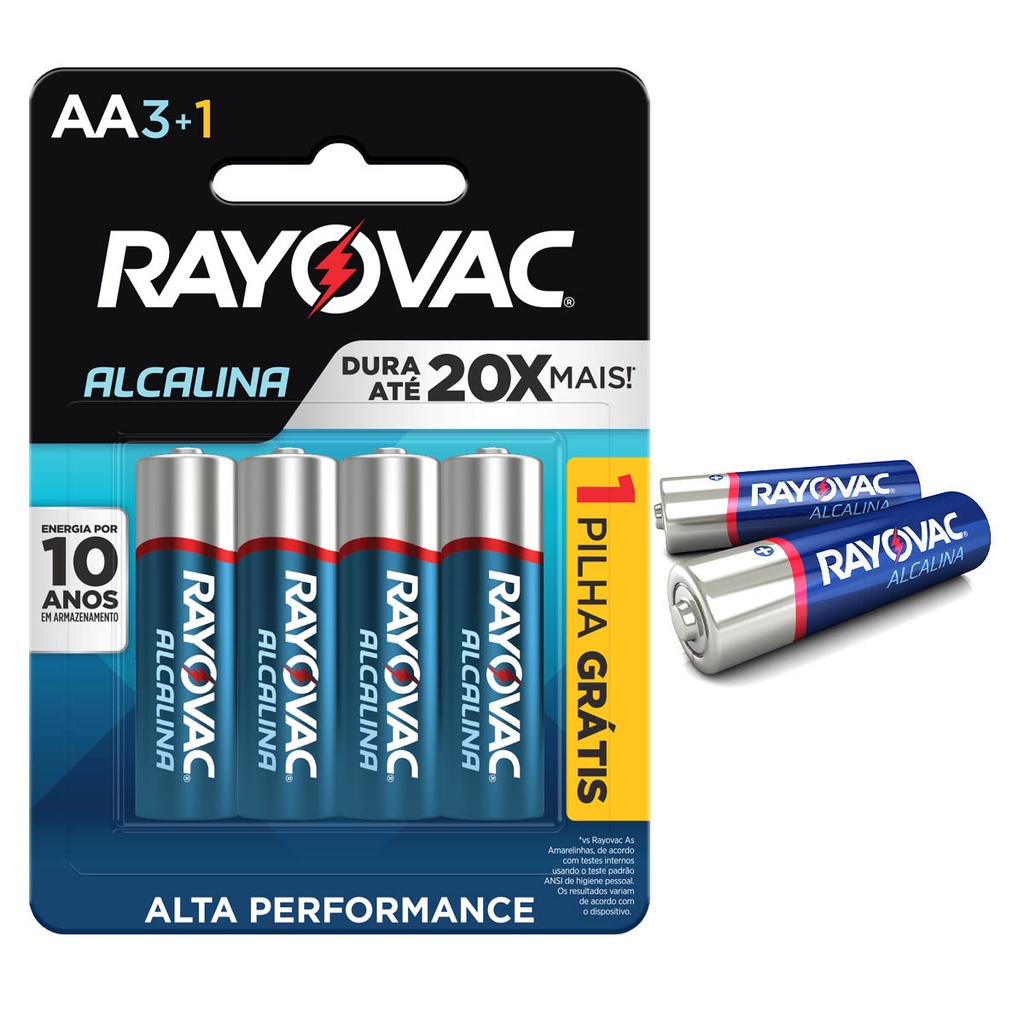Pilha Alcalina AA Rayovac Bateria 2A Pequena 4 unidades | Shopee Brasil