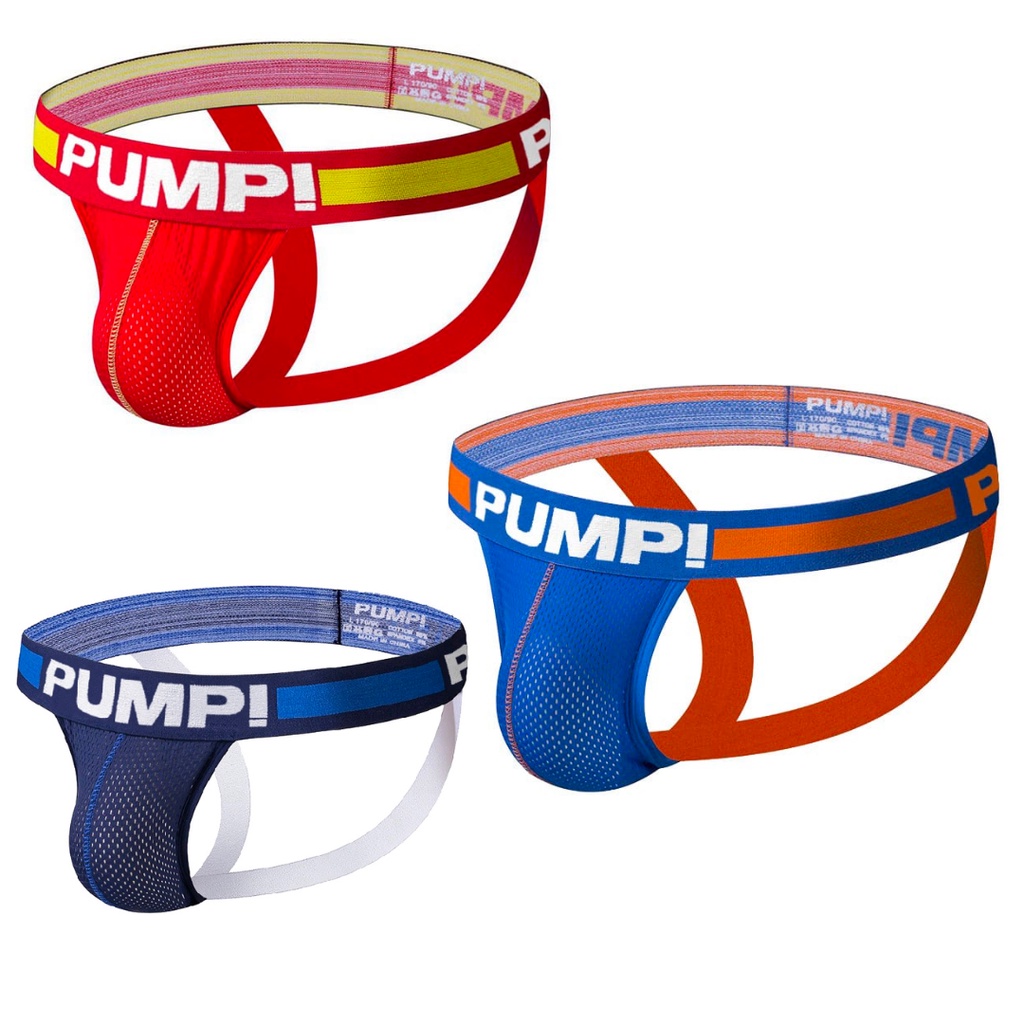 Cueca Jockstrap Pump Azul/Vermelha - Modelo Cruise | Shopee Brasil