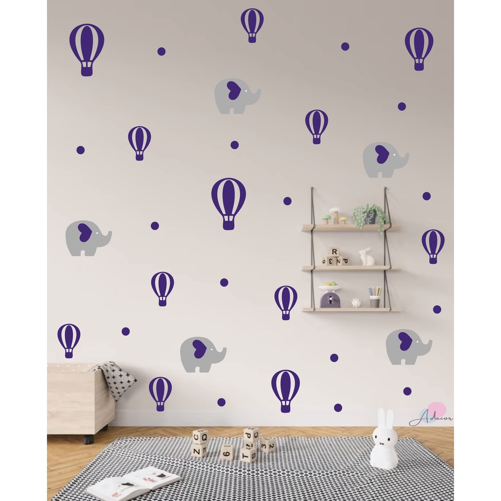 Adesivo Quarto Infantinho Baloes Elefantinho Bolinhas | Shopee Brasil