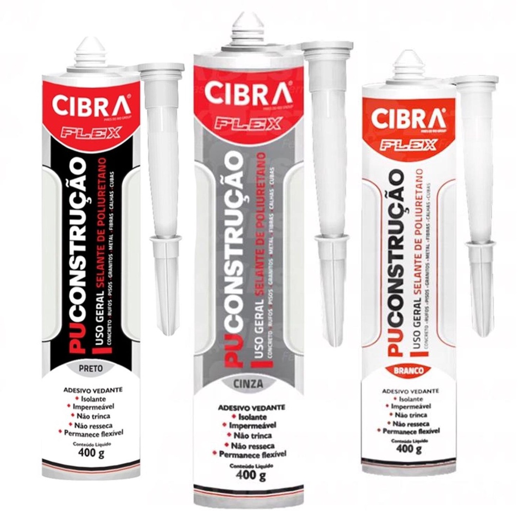 Selante PU Fixa tudo Preto, Cinza, Branco Cibra 400g | Shopee Brasil