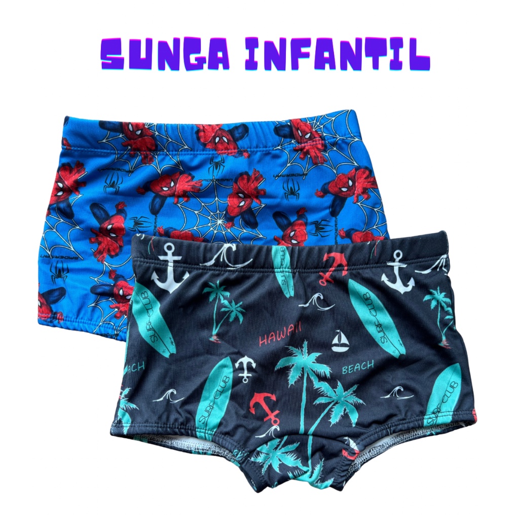 Sunga Infantil Box Com Estampas de Desenhos Animados e Cadarço para ...