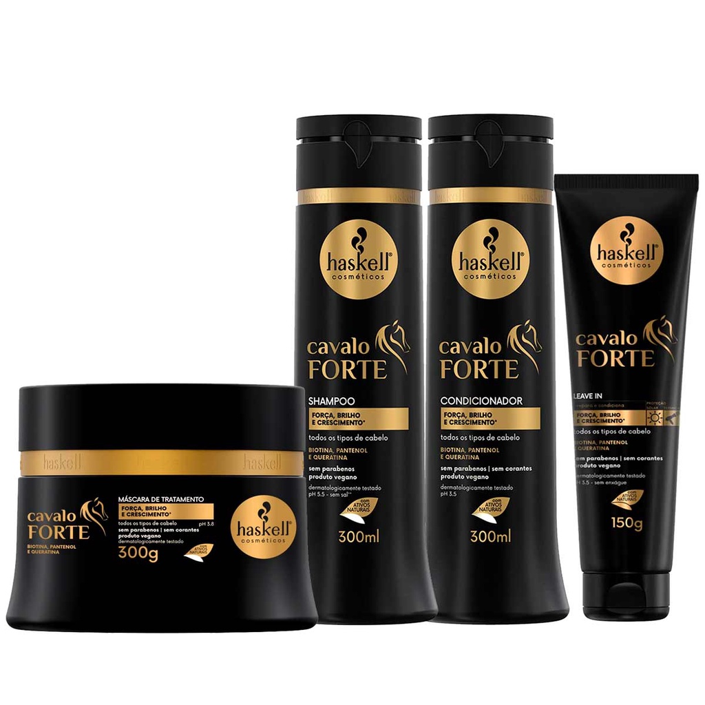 Kit Haskell Cavalo Forte Shampoo + Condicionador + Máscara + Creme de Pentear | Shopee Brasil