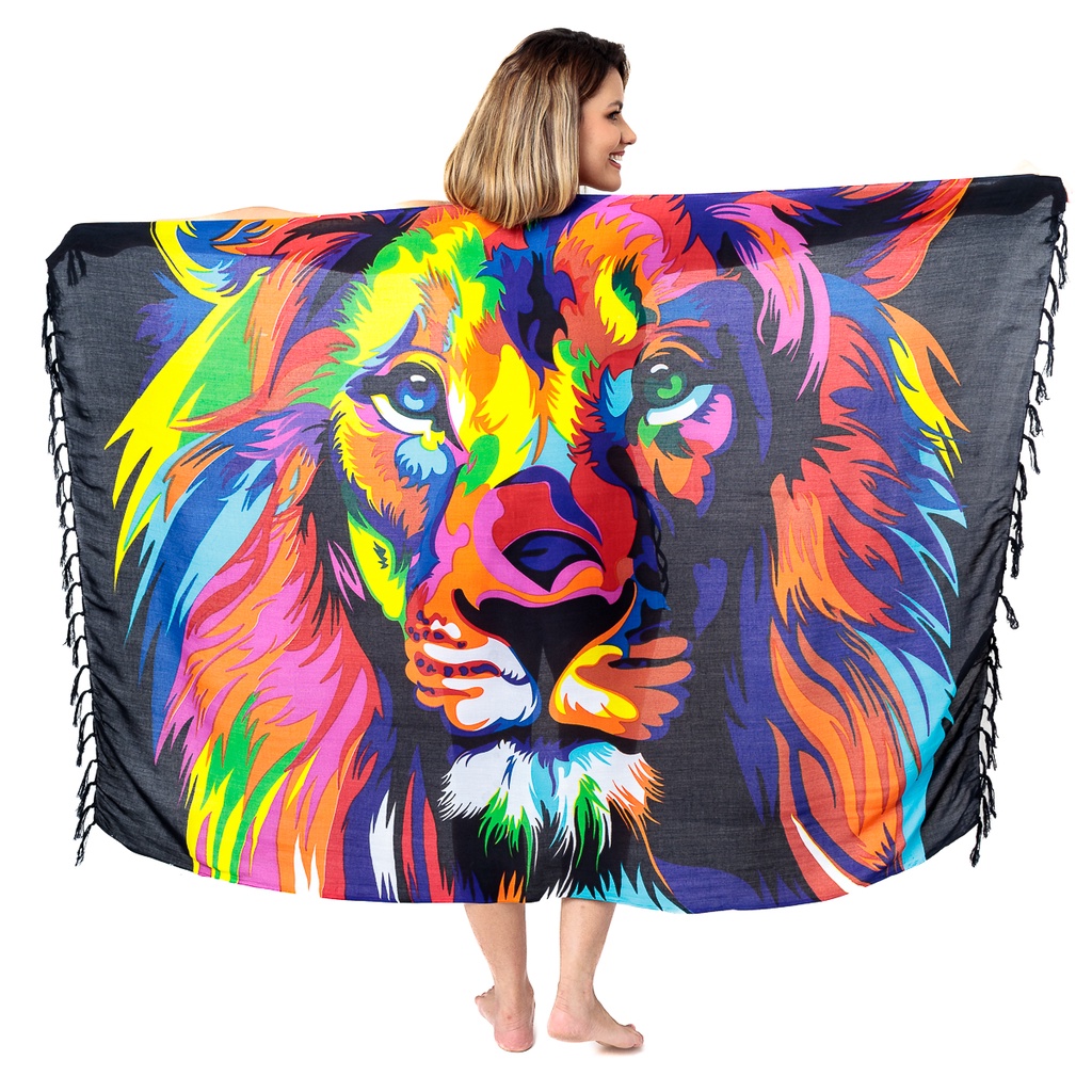 Canga De Praia Viscose Arara Leao Tigre Animal Pintada | Shopee Brasil