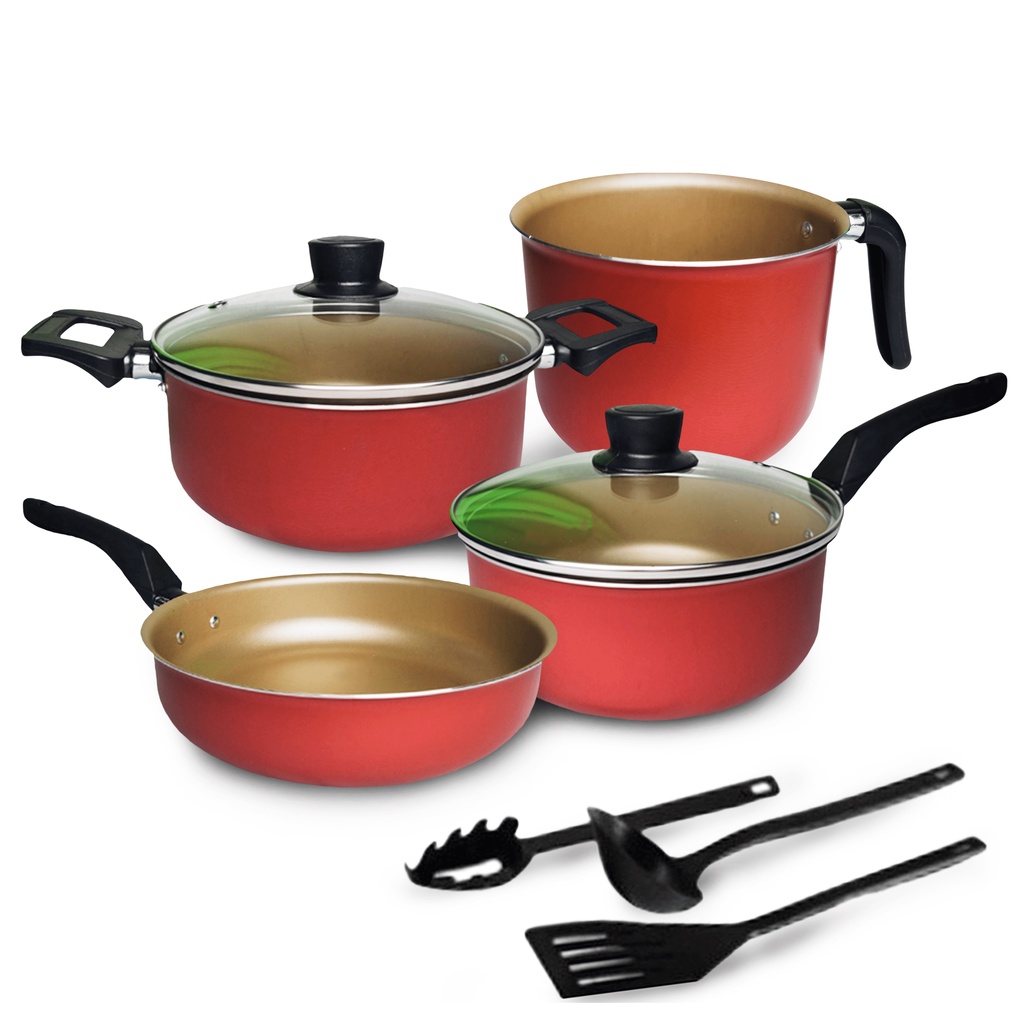 Conjunto de Panelas Teflon 3 Peças Antiaderente Tampa de Vidro ...