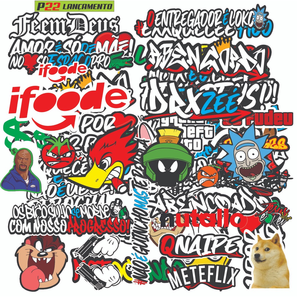 Kit 10 Cartelas P22 Adesivos Carro Moto Caminhão Bike Barato | Shopee Brasil