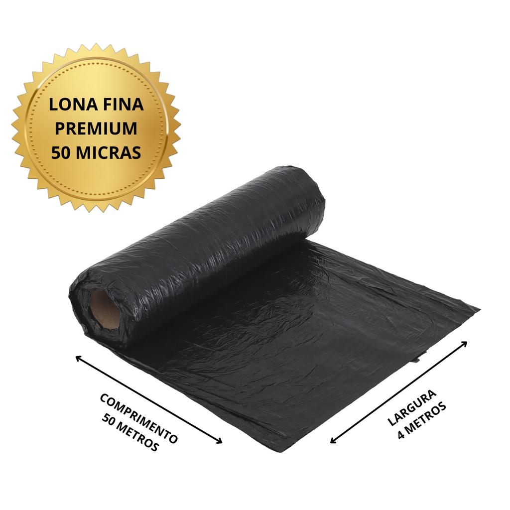 LONA PLASTICA PRETA PARA CONSTRUÇÃO PINTURA E FORRAÇÃO 4X50 METROS ...