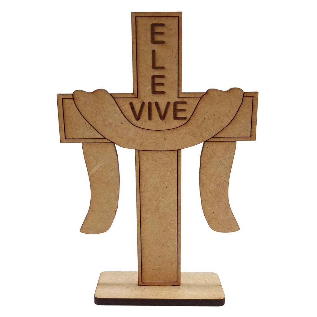 Kit Lembrancinhas Cruz Ele Vive Jesus Igreja Páscoa Crucifixo em MDF ...