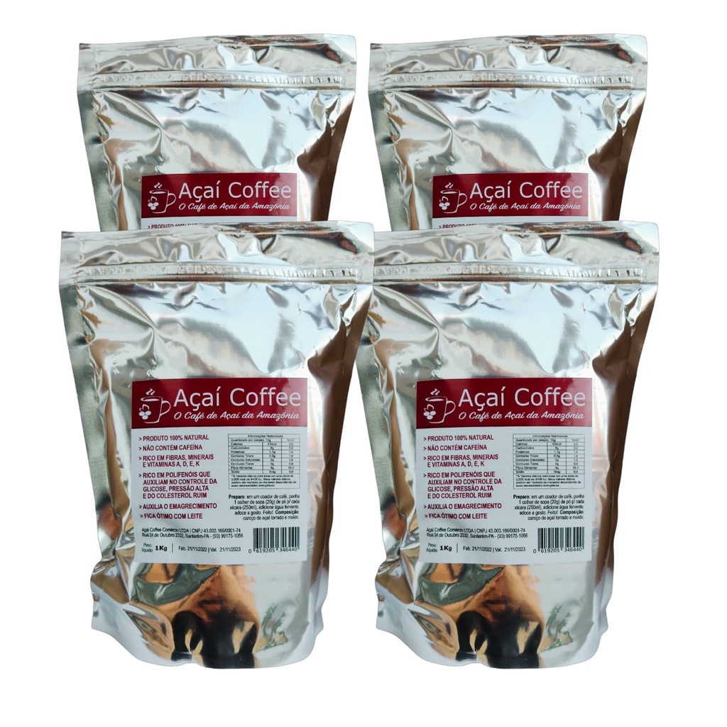 Açaí Coffee - O Café De Açaí Da Amazônia - 4.0 Kg - Kit 4x1000g ...