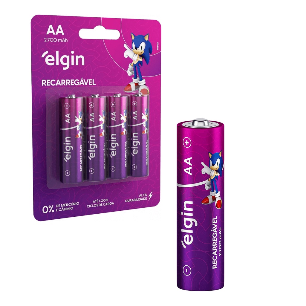 Pilha Recarregavel Aa Elgin 2700 Mah Blister C/4 Un | Shopee Brasil