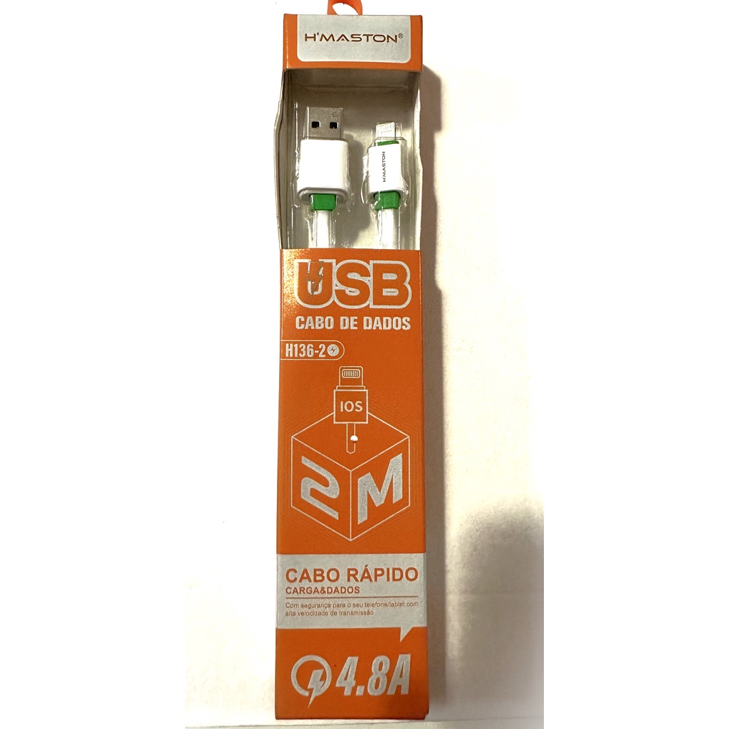 Cabo USB H´Maston 4.8A 2M (IOS,MICRO USB,TIPO C) | Shopee Brasil
