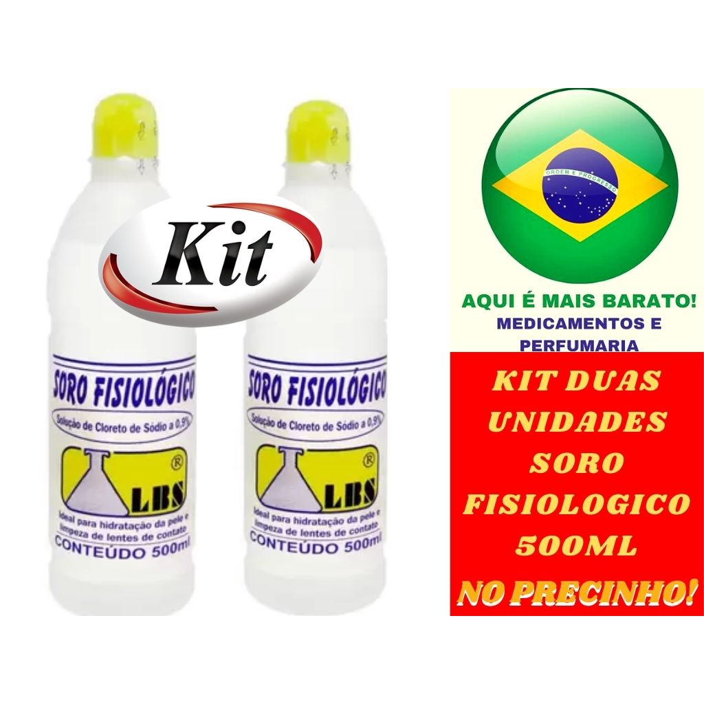 Soro Fisiológico Farmax / Arboreto/ ADV / LBS - 500ml KIT LEVE 2 UNIDADES NO PRECINHO - 0,9% ...