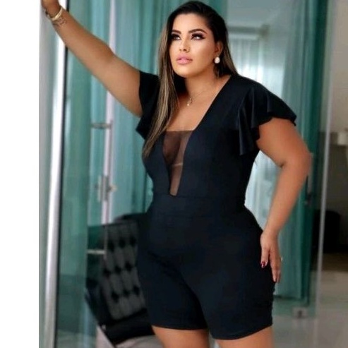 MACAQUINHO modas macaquito feminina macacão roupa plus size /48/ 50/52 | Shopee Brasil