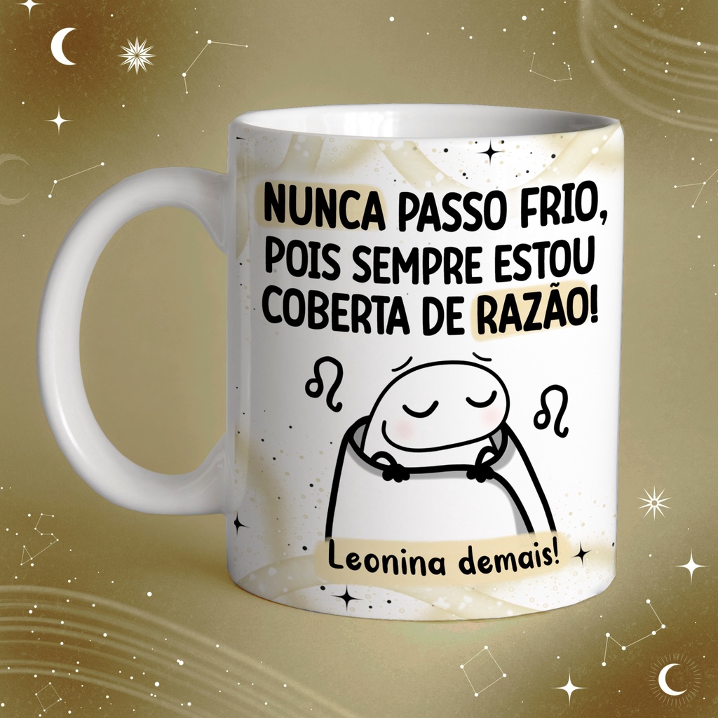 caneca porcelana personalizada leonina demais flork meme | Shopee Brasil