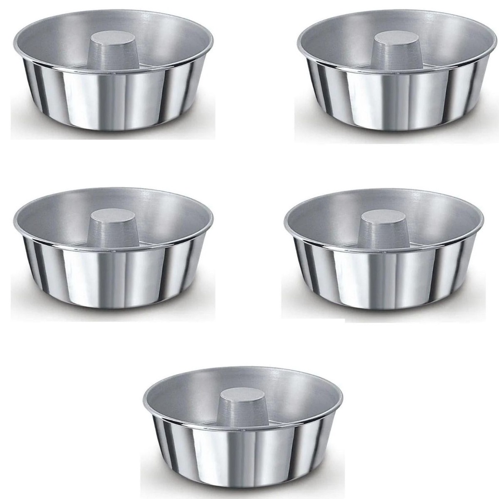Kit Formas De Bolo Com Furo Redonda 20 Cm Aluminio 5 Und | Shopee Brasil