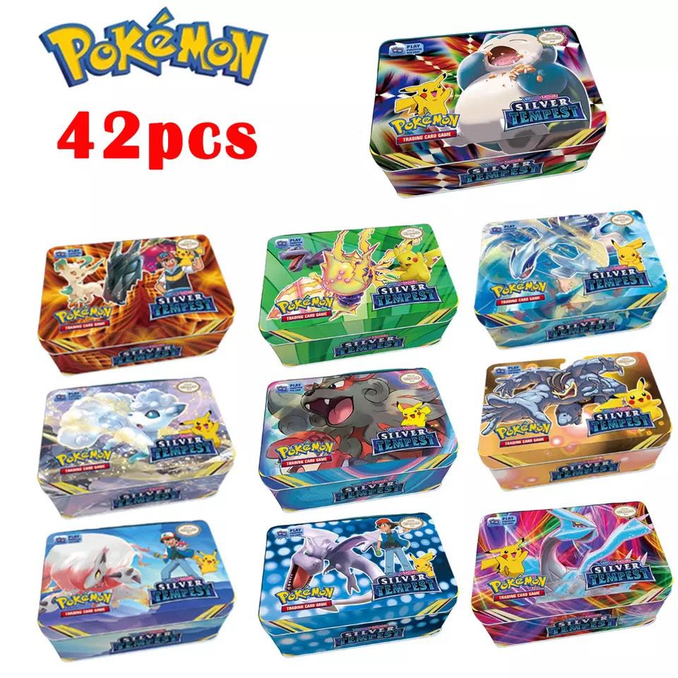 Caixa de Metal Box Pokemon Metalizada 42 Cartas Brilhantes Raras ...