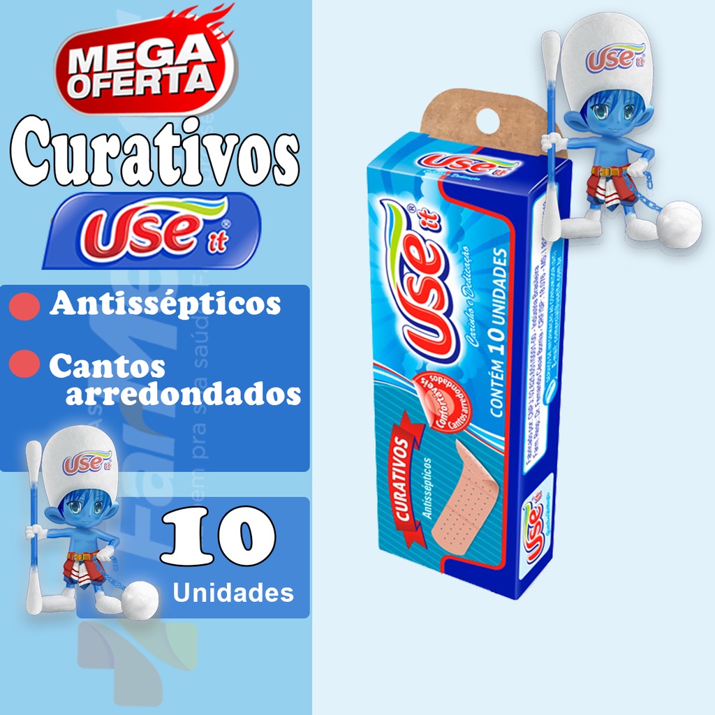 Curativo Band Aid Bandeide Caixa Com 10 Unidades Use It | Shopee Brasil