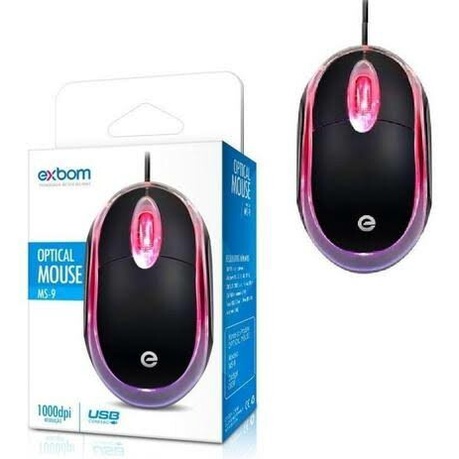 Mouse USB Óptico Com Led Exbom - MS-9 | Shopee Brasil
