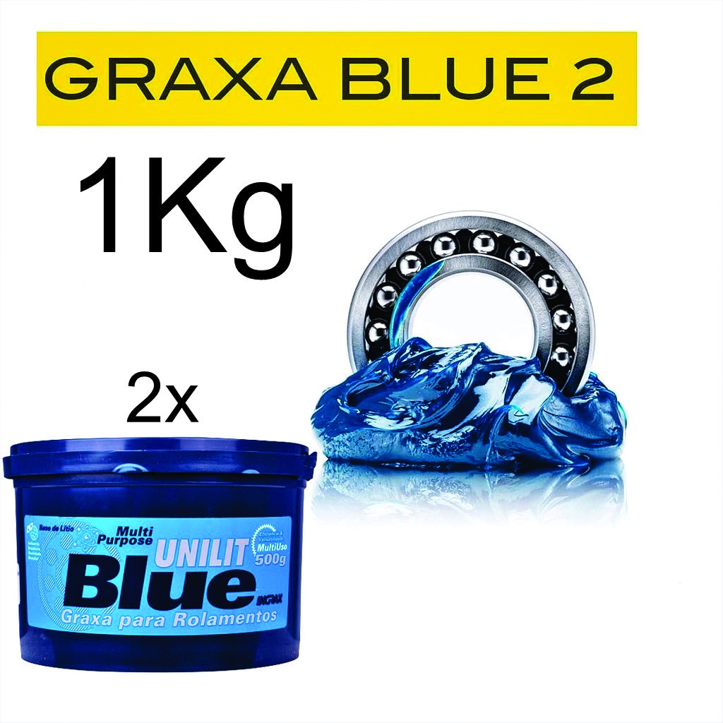 Graxa Para Rolamento Azul Unilit Blue 1kg Ingrax - (2 potes de 500g ...