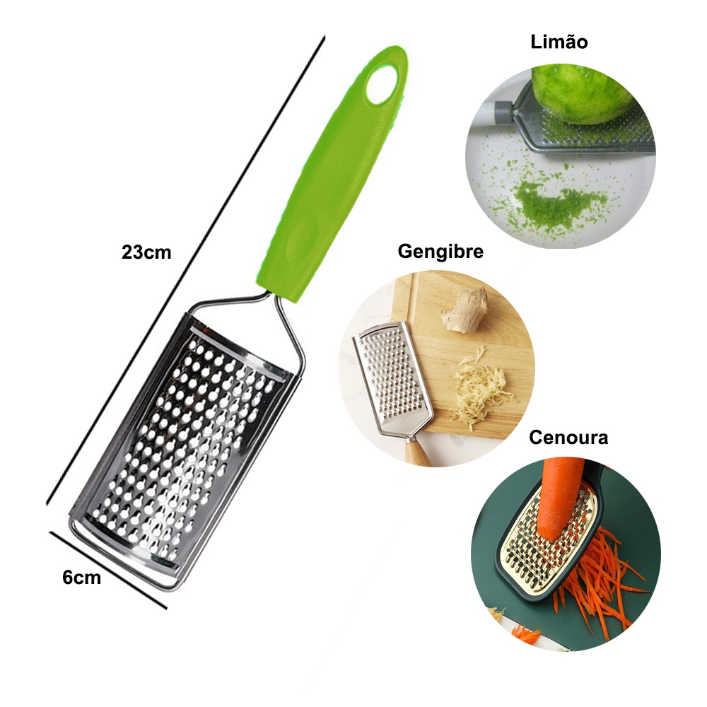 Ralador Inox Multiuso Queijo Cenoura Nozes Limão com Cabo 23cm | Shopee ...