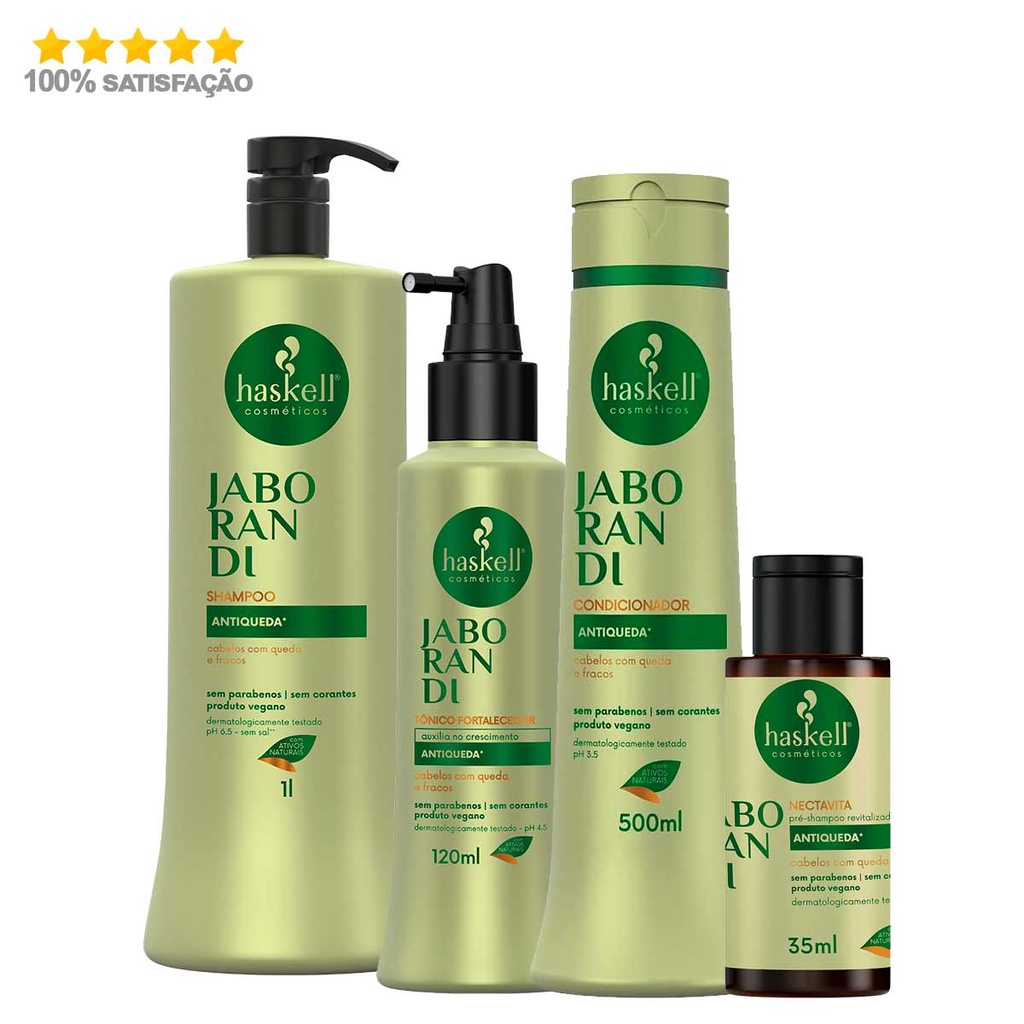Haskell Jaborandi Kit 1 Litro - Shampoo e Condicionador - Fluído + Ampola | Shopee Brasil