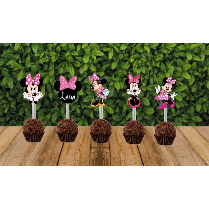 Topper de docinhos minnie rosa | Shopee Brasil