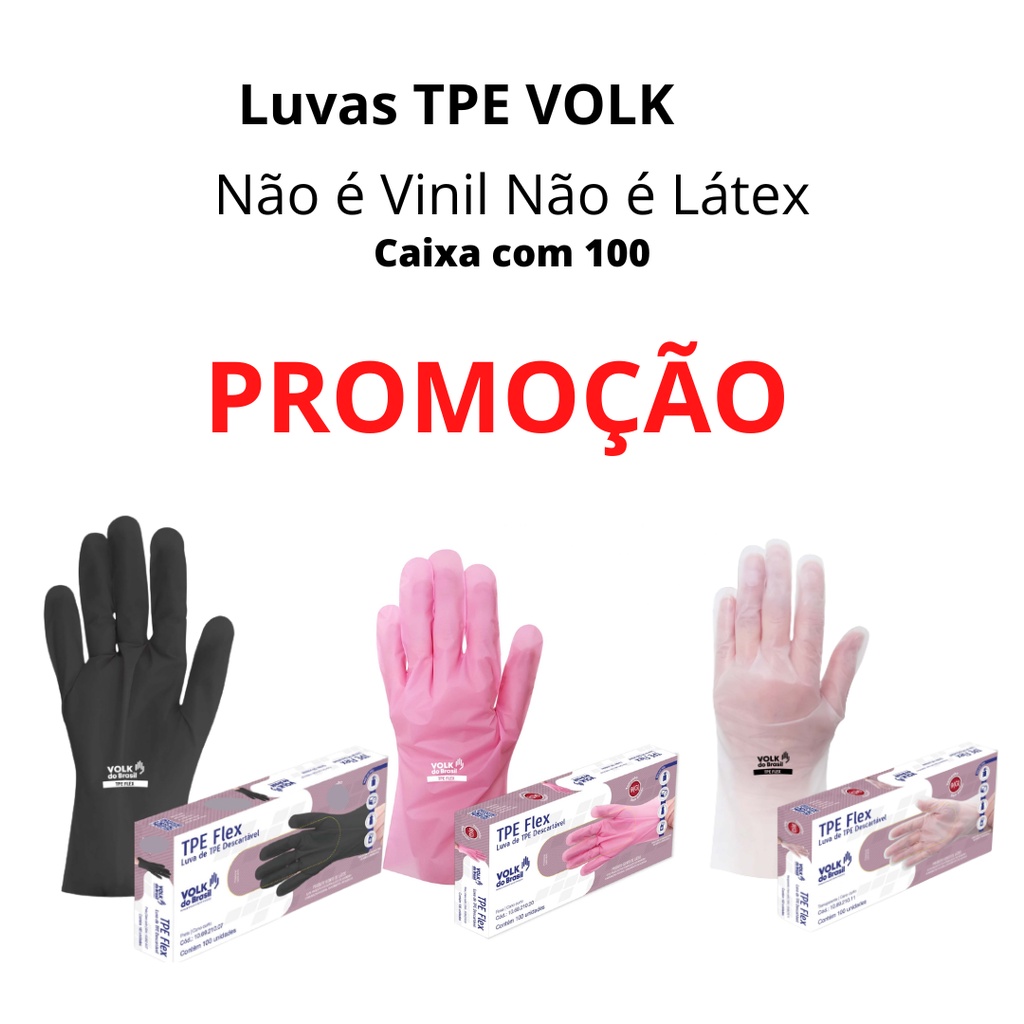 Luvas Descartável TPE Flex (Viniflex) VOLK c/100 | Shopee Brasil