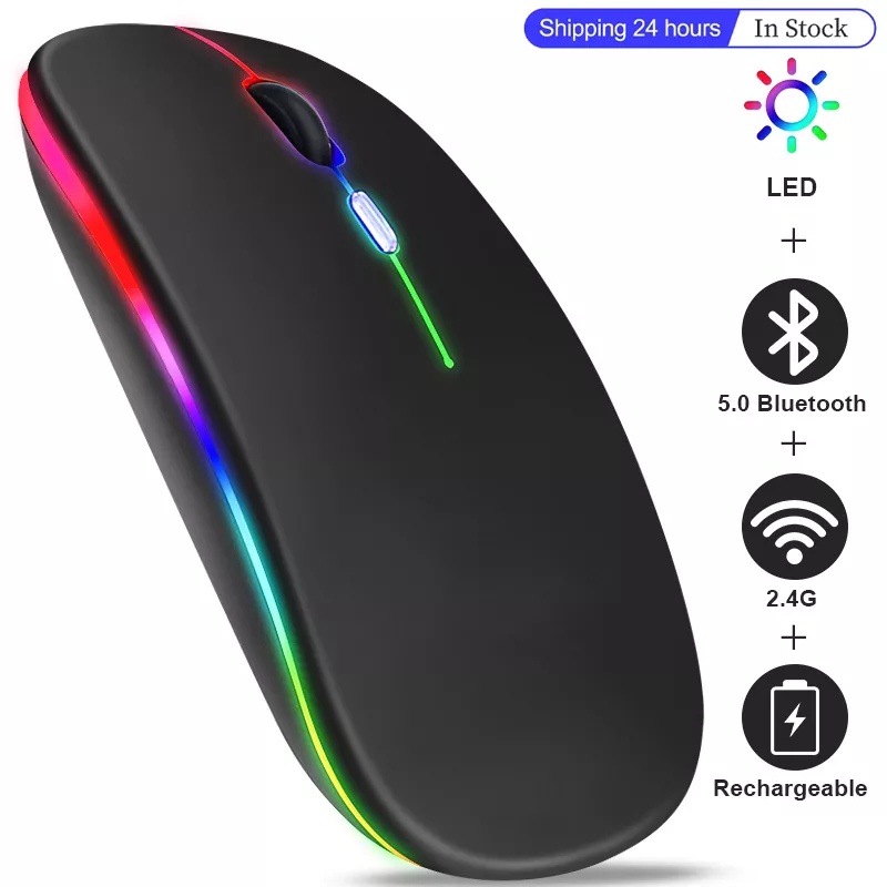Mouse Sem Fio Wireless Recarregável Led Rgb 2.4 Ghz Barato 3200 DPI Computador PC Notebook ...