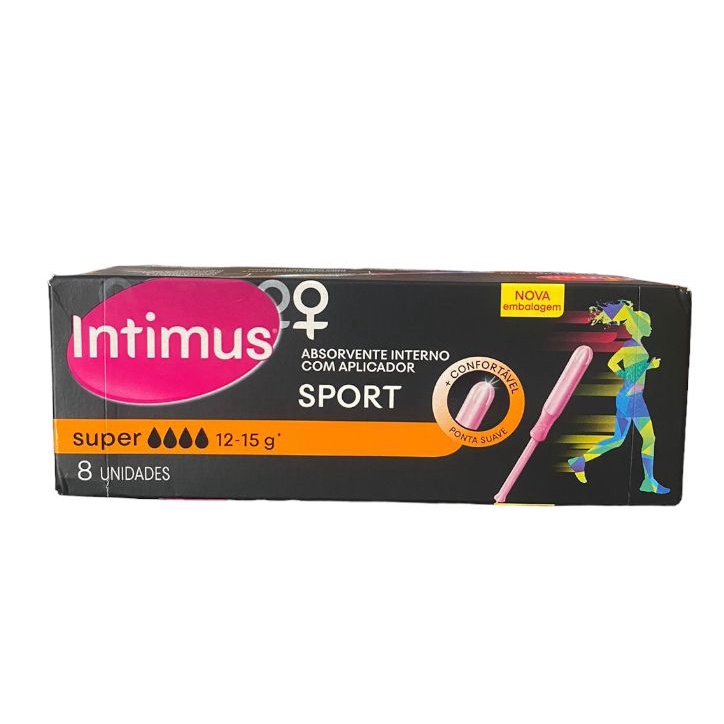 Absorvente Interno Com aplicador SPORT INTIMUS SUPER C/ 8 UNIDADES ...