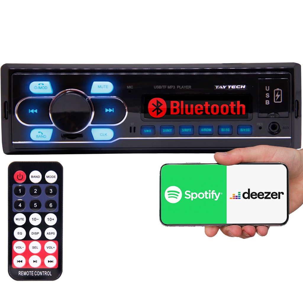 Rádio Para Carro Bluetooth 2 Usb Fm Som Automotivo Universal Carrega Celular Pen Drive - Faz a Boa!