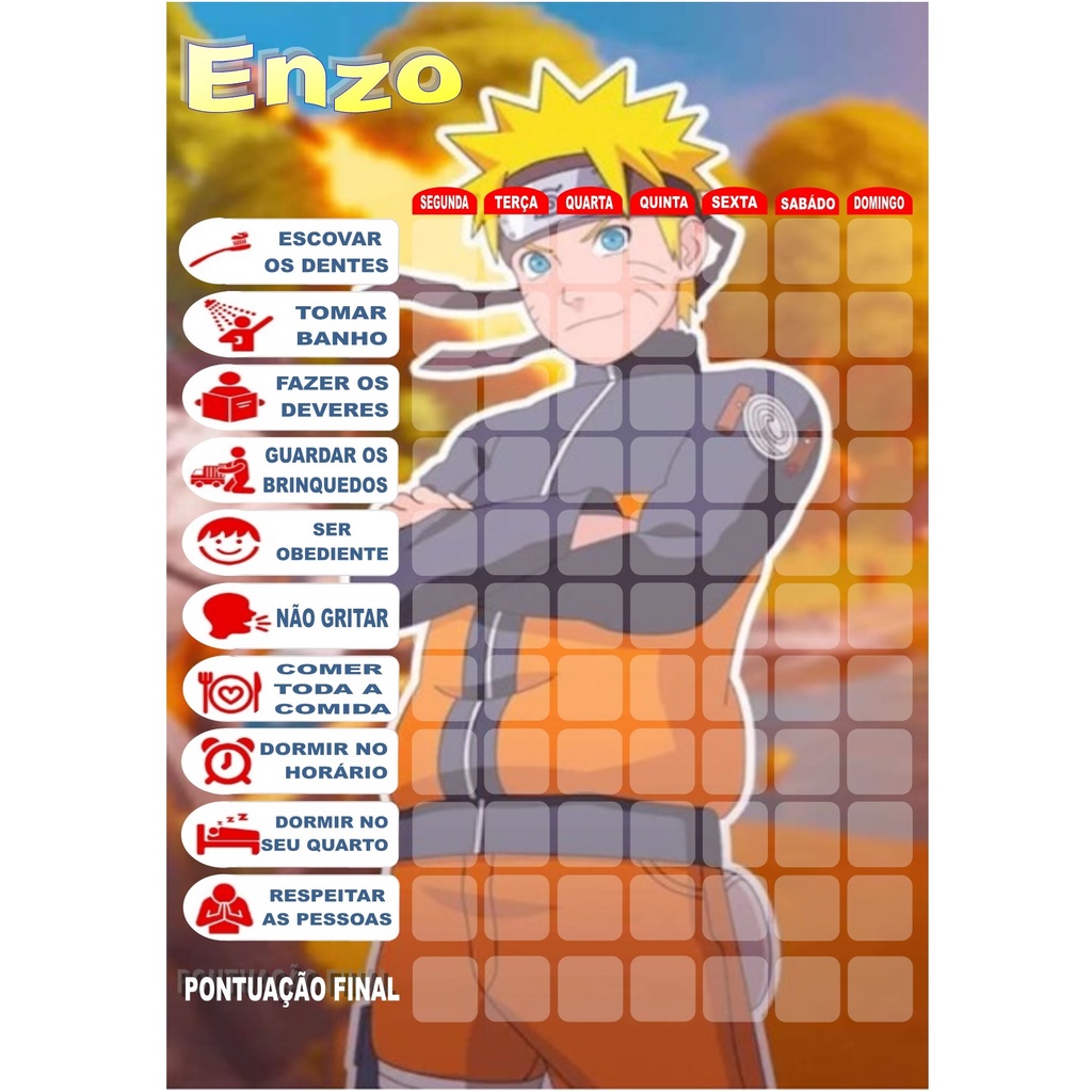 Quadro de incentivo NARUTO personalizado (todo em imã) | Shopee Brasil