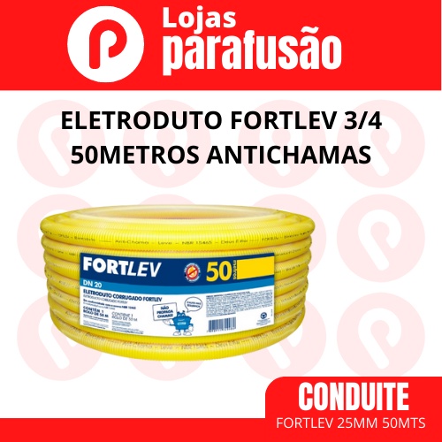 Conduite Mangueira Eletroduto Fortlev 3/4 50 metros ANTICHAMAS ORIGINAL ...