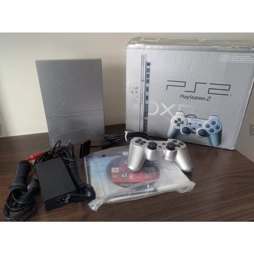Playstation 2 Prata Original Controle e jogos Kit Original - Corre Que Ta Baratinho