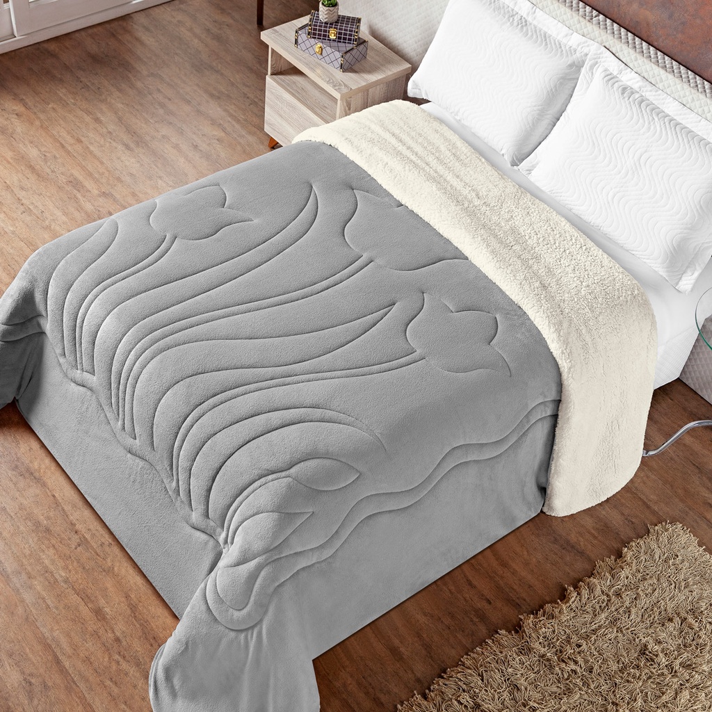 Edredom Sherpa Cobertor E Coberdrom Casal Queen Grosso Cores ...