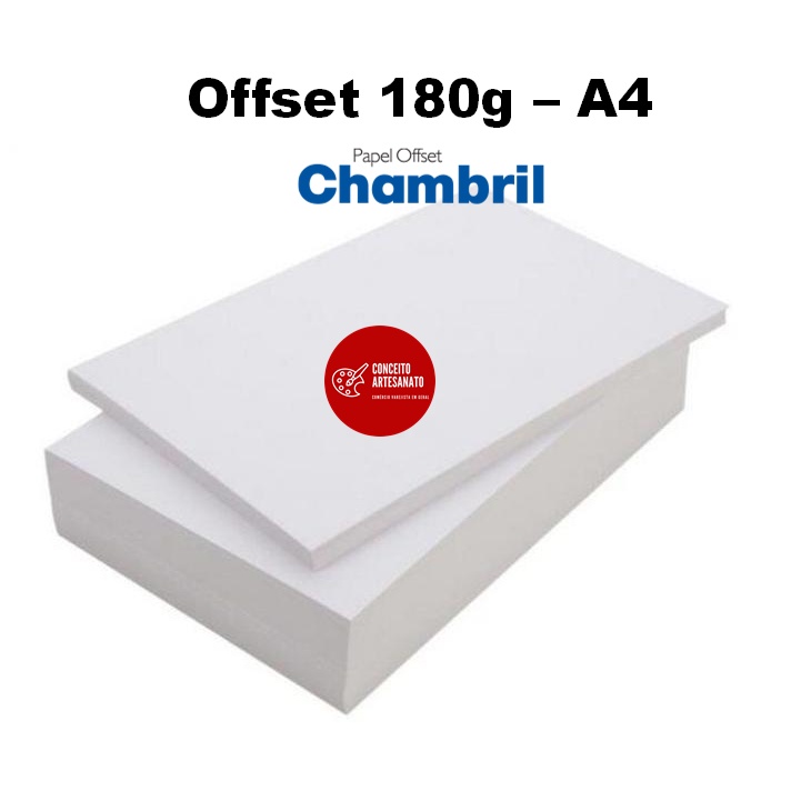 Papel Offset 180g Caixa Com 250 Folhas Tamanho A4 Branco - Chambril | Shopee Brasil