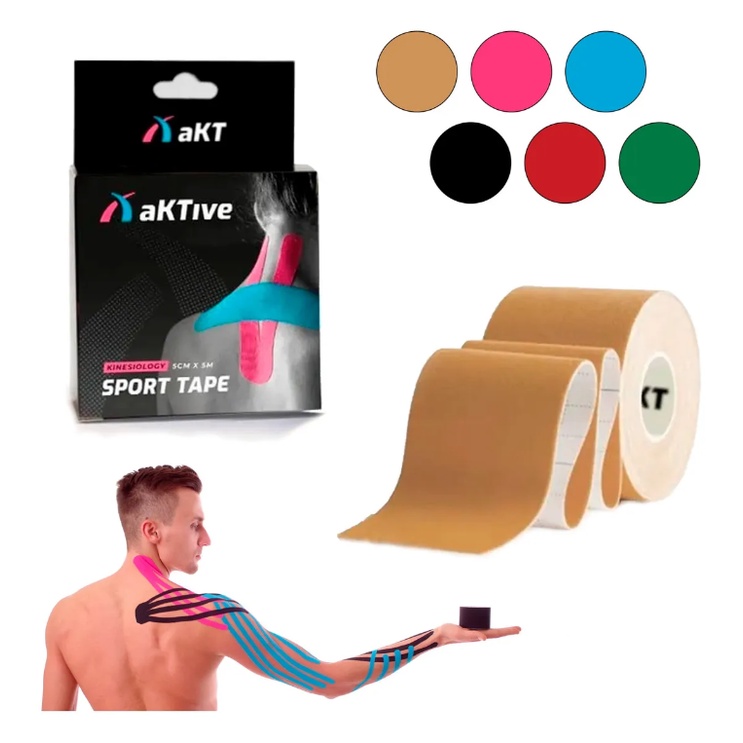 Bandagem Fita Tape Elástica Kinesio aKTive COR BEGE | VÁRIAS CORES | Taping Fisioterapia Adesiva ...