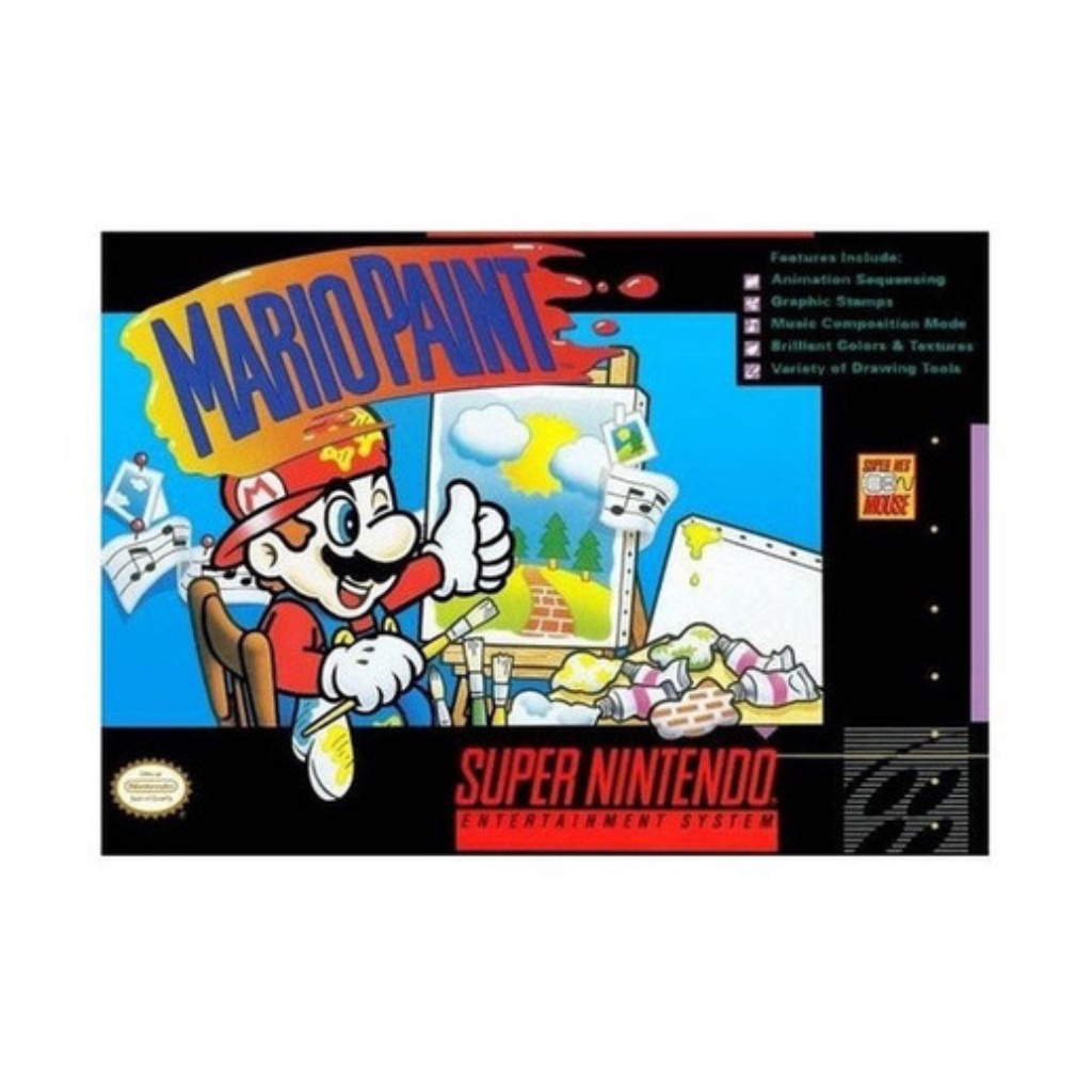 Cartucho original Mario Paint caixa repro e berco super nintendo snes