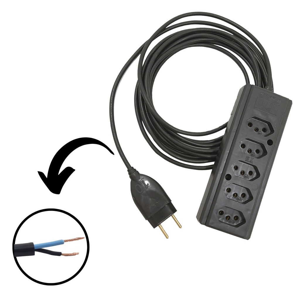 Extensão 5 Entradas Bivolt Cabo Com Selo Do Inmetro Com 25 metros | Shopee Brasil