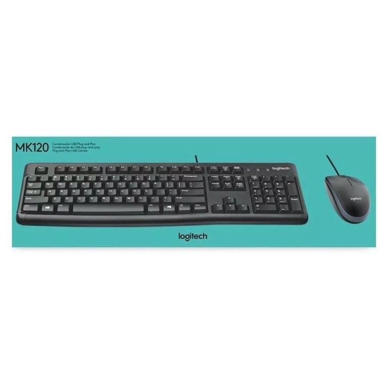 Kit de teclado e mouse Logitech NK120 Português Brasil de cor Preto | Shopee Brasil
