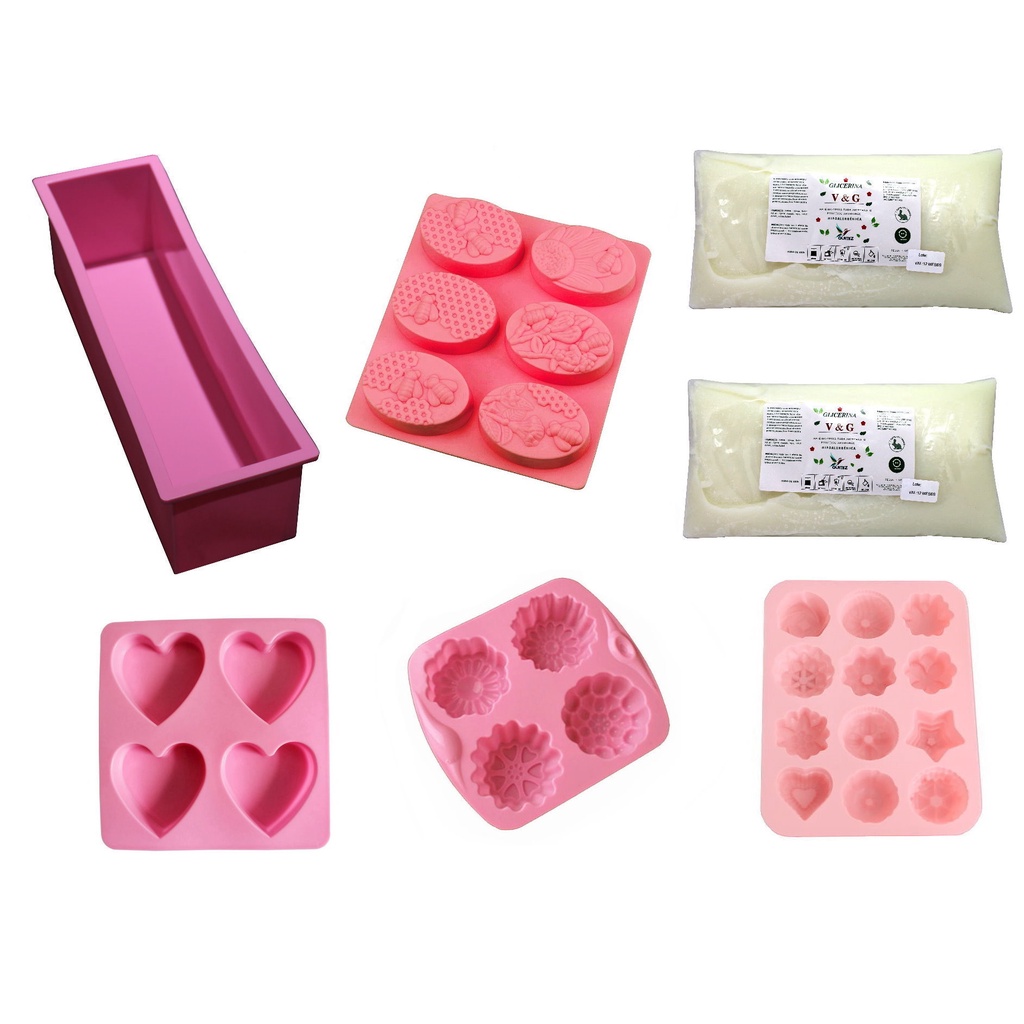Formas Silicone Molde Sabonete Artesanal + Base Glicerinada Branca V&G ...