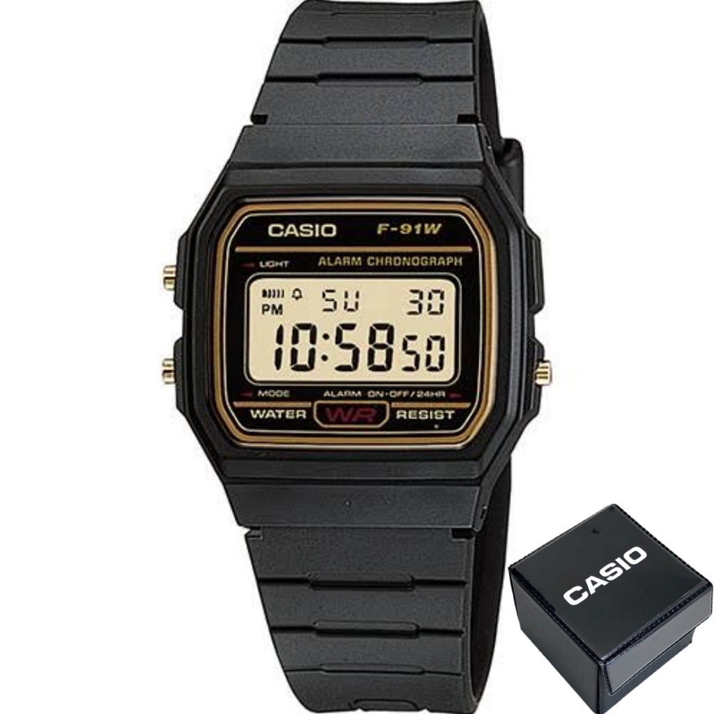 Relógio Casio F91w Resistente Masculino Linha Verde, Ouro e Azul | Shopee Brasil