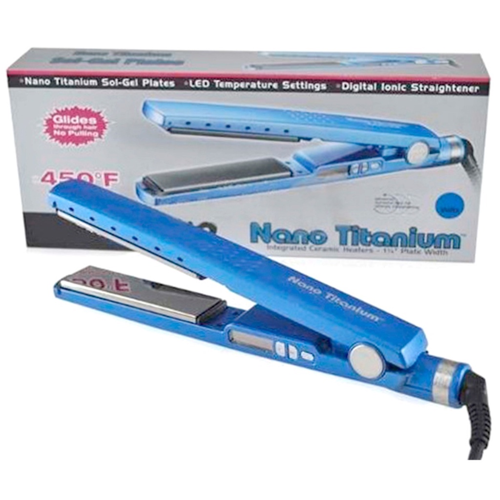 Chapinha Prancha de cabelo Nano Titanium Azul Bivolt 110/220V 450f ...