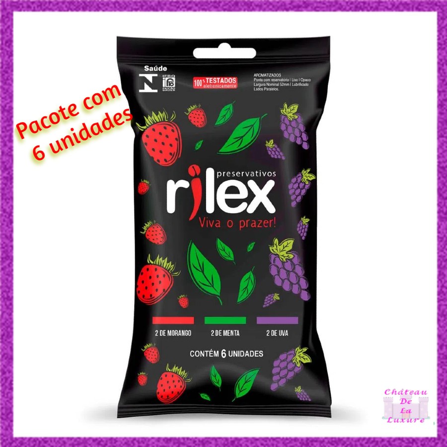 Preservativo Rilex Mix de Sabores pacote com 6 unidades | Shopee Brasil