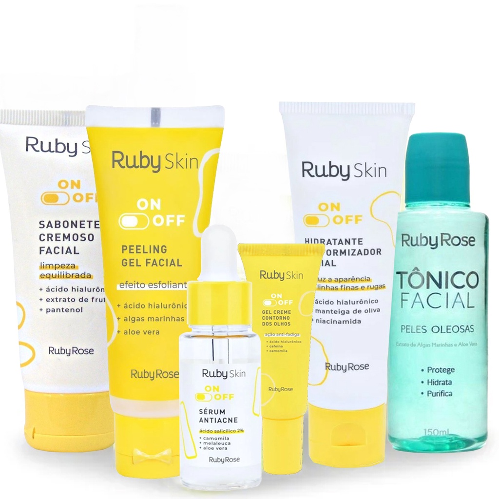 Kit Skincare On+Off Ruby Skin Para Pele Com Tendência À Acne Ruby Rose ...