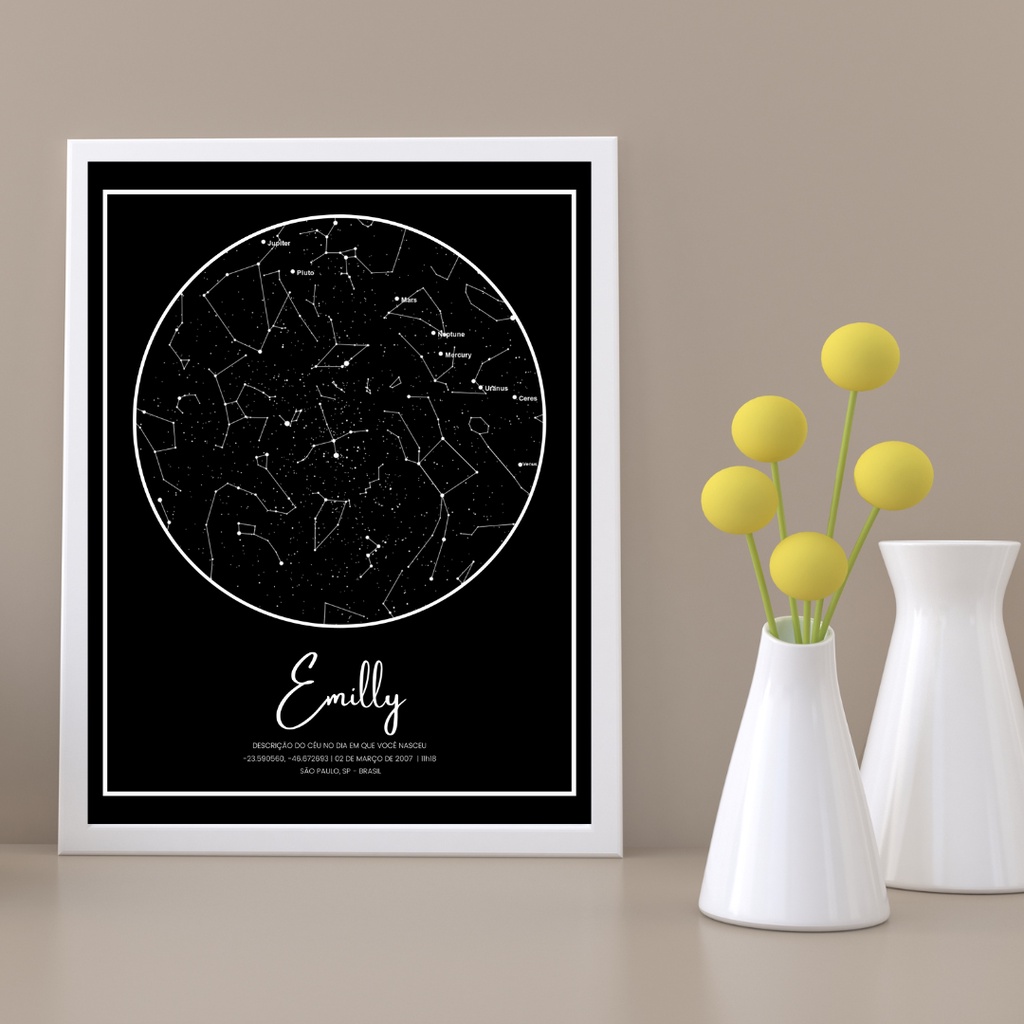 Quadro Mapa das Estrelas/Mapa do céu personalizado | Shopee Brasil