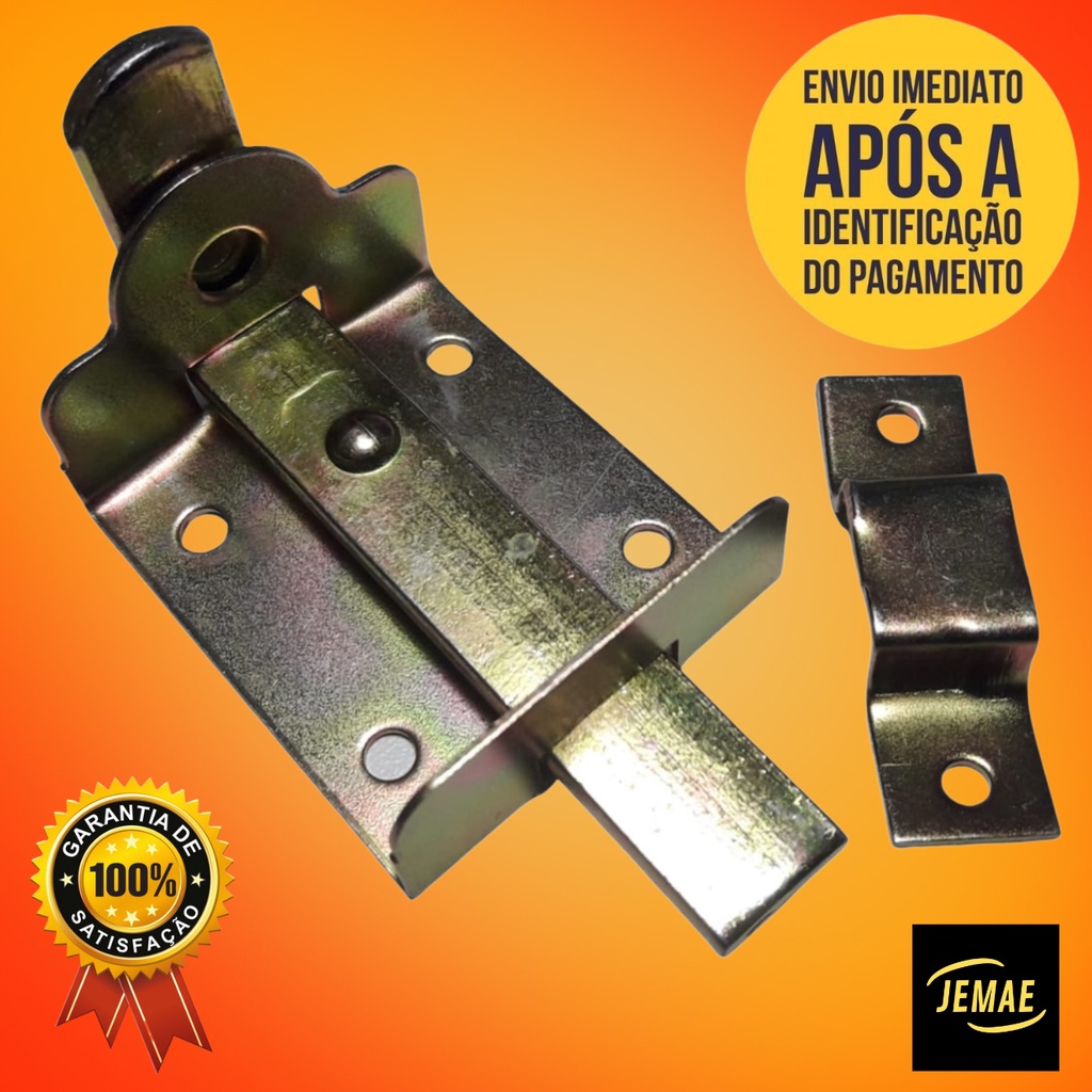Fecho Ferrolho Trinco Chato Reforçado 1 1/2 Polegadas Bicromatizado C/6 ...