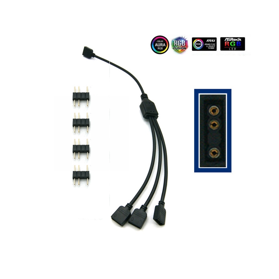 Cabo Splitter 1 Para 3 Hub Argb 3 Pinos 5v Led Endereçável - Faz a Boa!